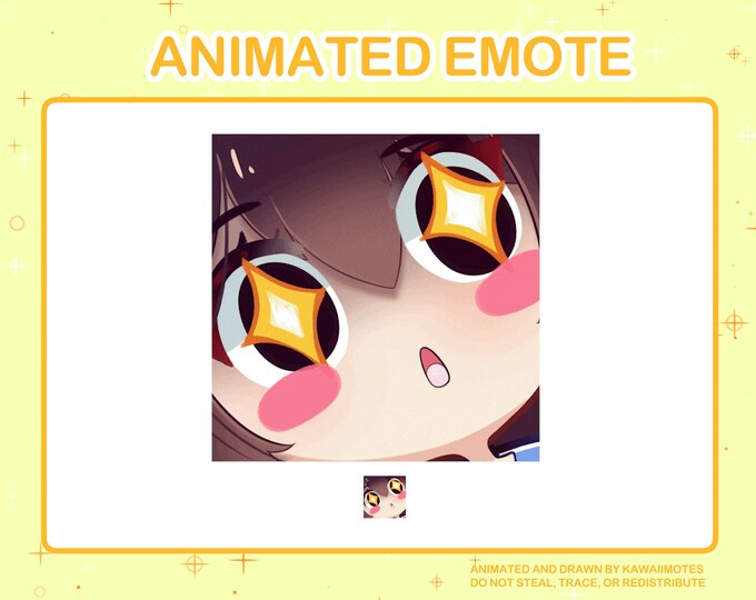 ANIMATED WOW EMOTE | Brown Hair Girl Emote | Sparkly Eye Emote | Cute ...