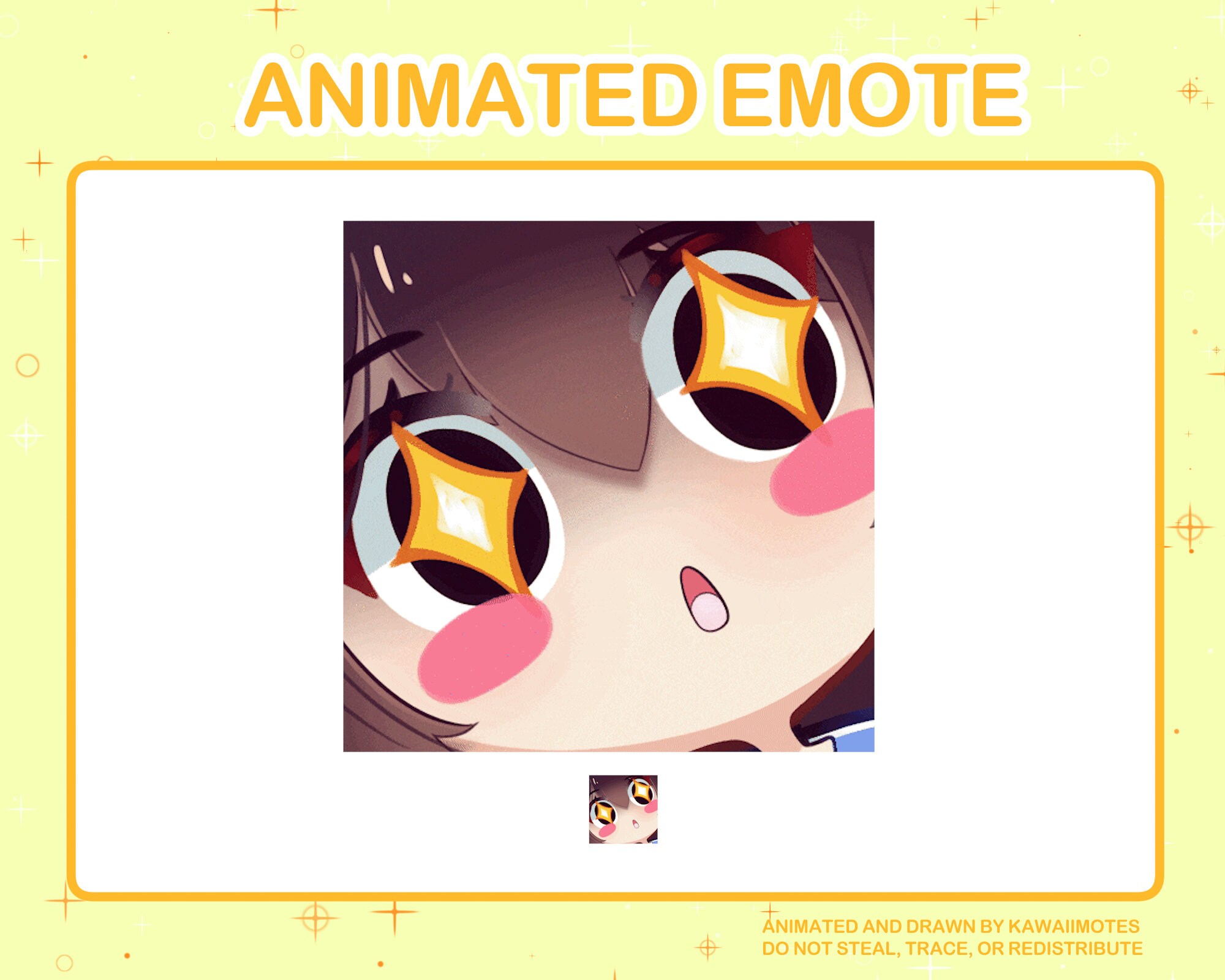 ANIMATED WOW EMOTE | Brown Hair Girl Emote | Sparkly Eye Emote | Cute ...