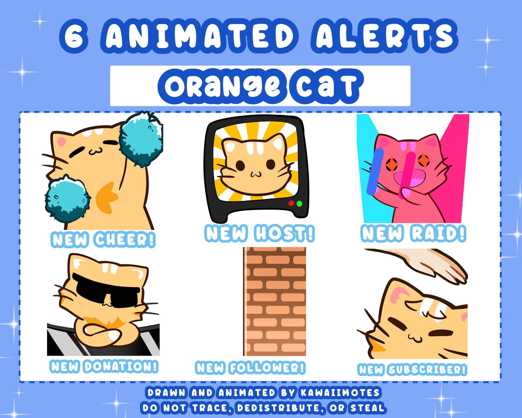 ORANGE CAT ALERTS | 6 Unique Cat Alerts | Animated Twitch Alerts | Cat ...