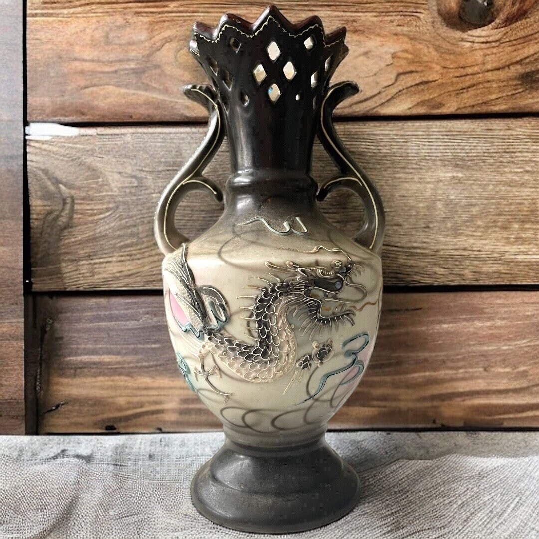 Antique Hand Painted Dragonware Japanese Vase - Etsy
