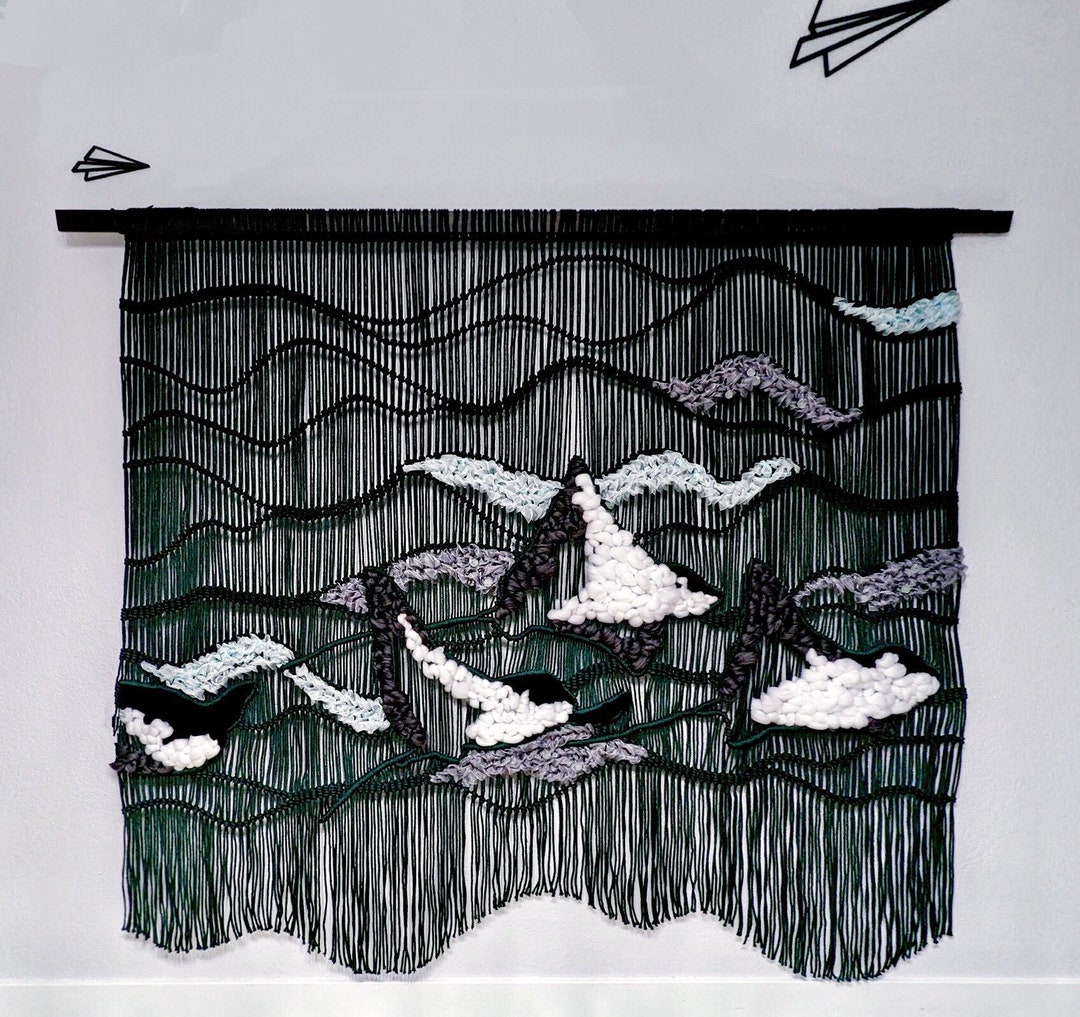 Large Macrame Wall Hanging, Fiber Art, Stingray, Skate, Marine, Ocean ...