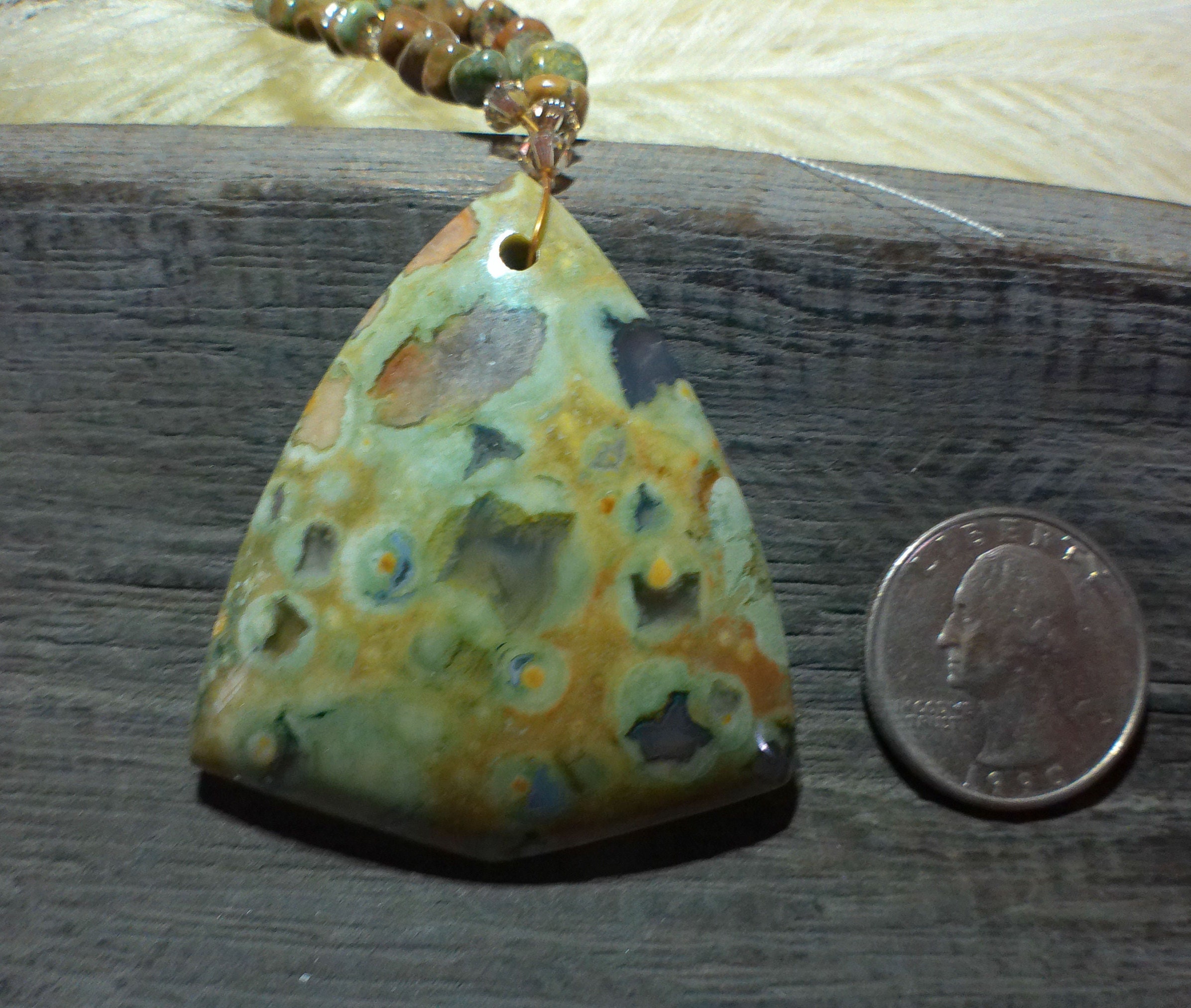 Rhyolite Rainforest Jasper Pendant Beaded Necklace - Etsy
