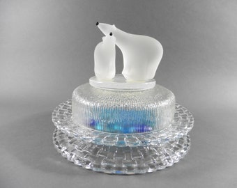 Art Glass Polar Bears in Heavy Solid Cased Glass Christmas/winter ...