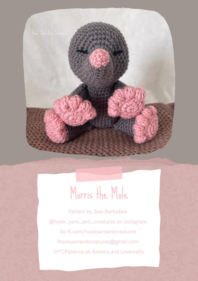 Morris the Mole | Crochet Pattern PDF | DIY Stuffed Animal | Crochet ...