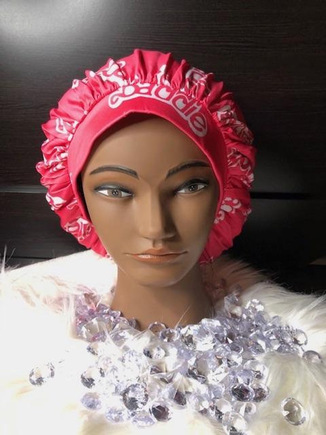 Baddie Satin Bonnet - (bright Pink/white) - Etsy