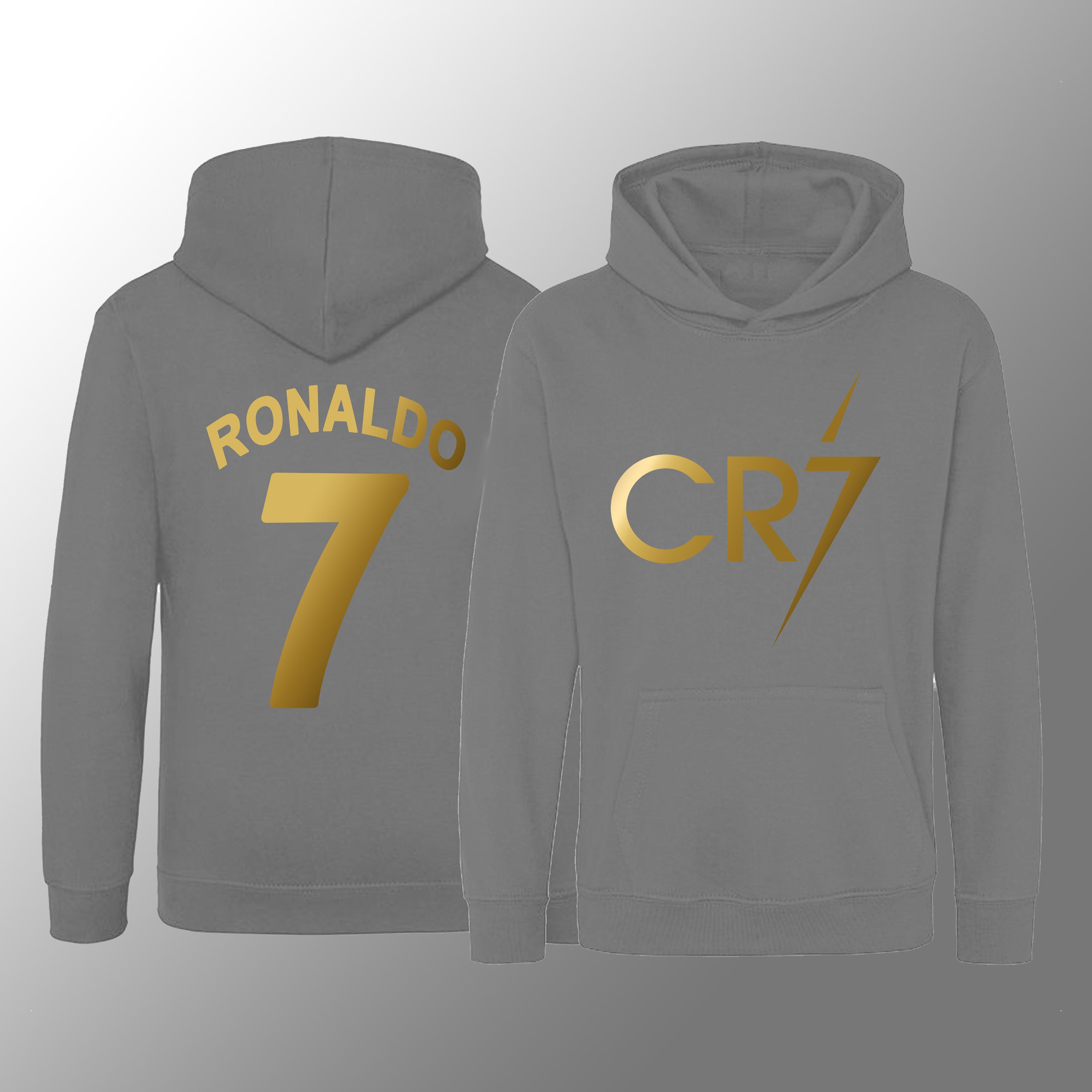 CR7 Hoodie Boys Ronaldo Football Gift Kids Gold Front and Back Print ...