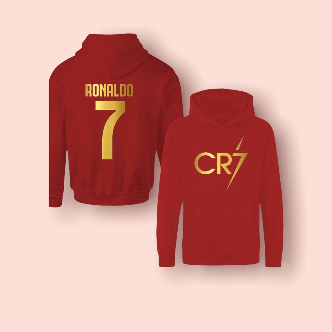 Kids football Hoodie, with Personalised name on the back, Ronaldo ...