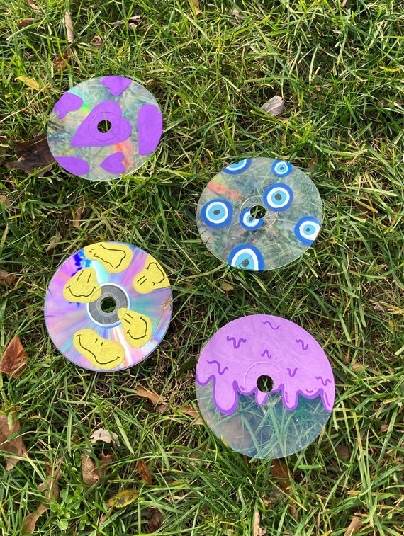 Painted Cds Decor Indie Room Decor Aesthetic Y2k Kidcore | Etsy