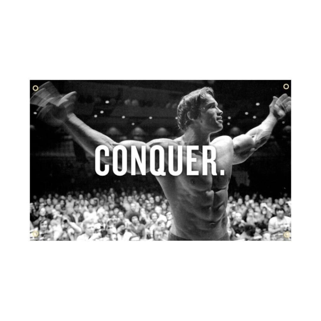Conquer Arnold Schwarzenegger Flag 3x5 Gym Garage Mancave Fitness 3x5ft ...