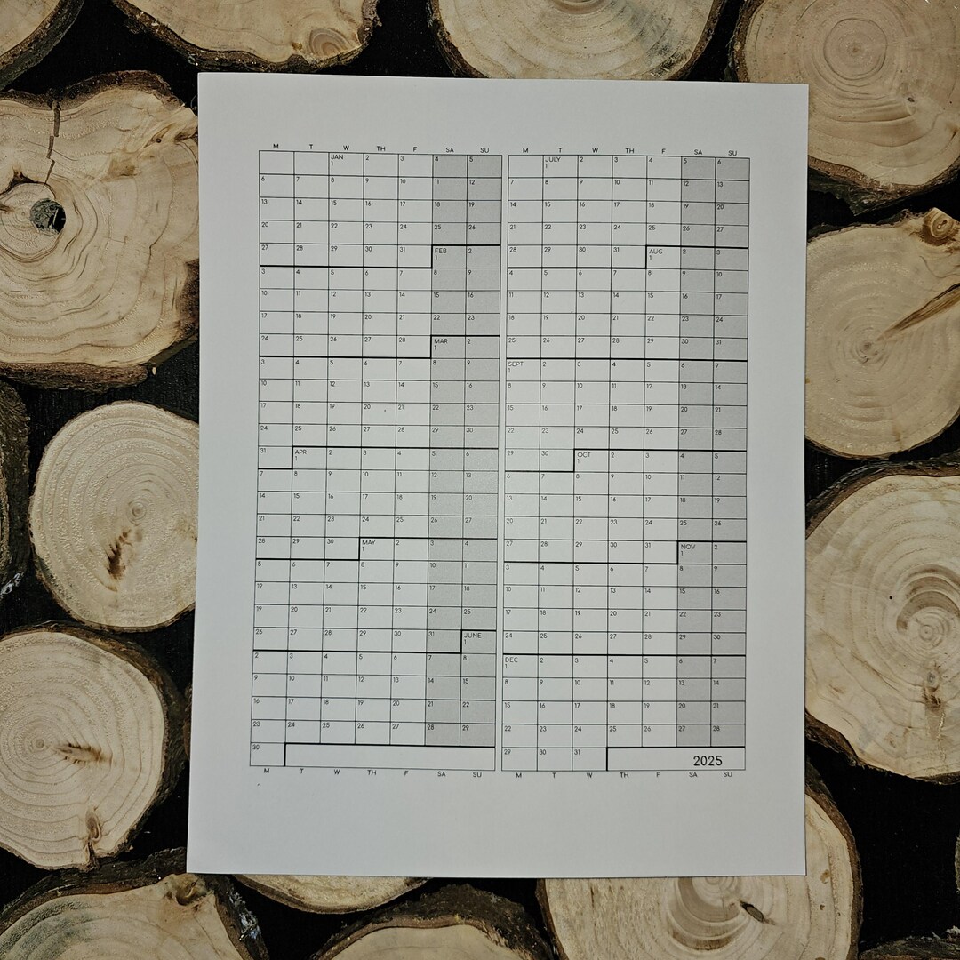Perpetual 2025 Annual 12 Month Calendar Dated Monday Start YO1P 8.5x11 ...