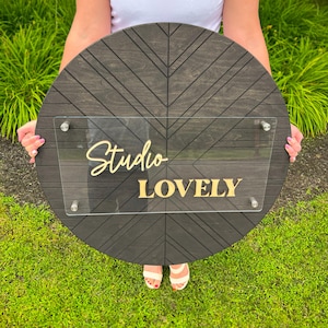 Small Business Sign Logo Your Actual Logo Round Hanging Sign Minimalist ...