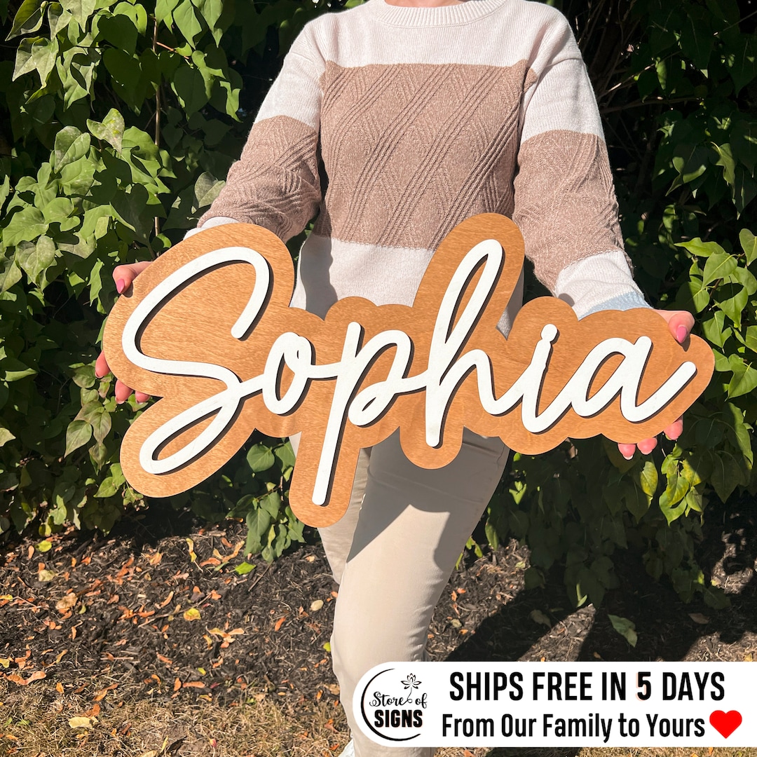 Large Wood Name Sign, Nursery Name Sign, Boho Nursery Sign , Above Crib ...