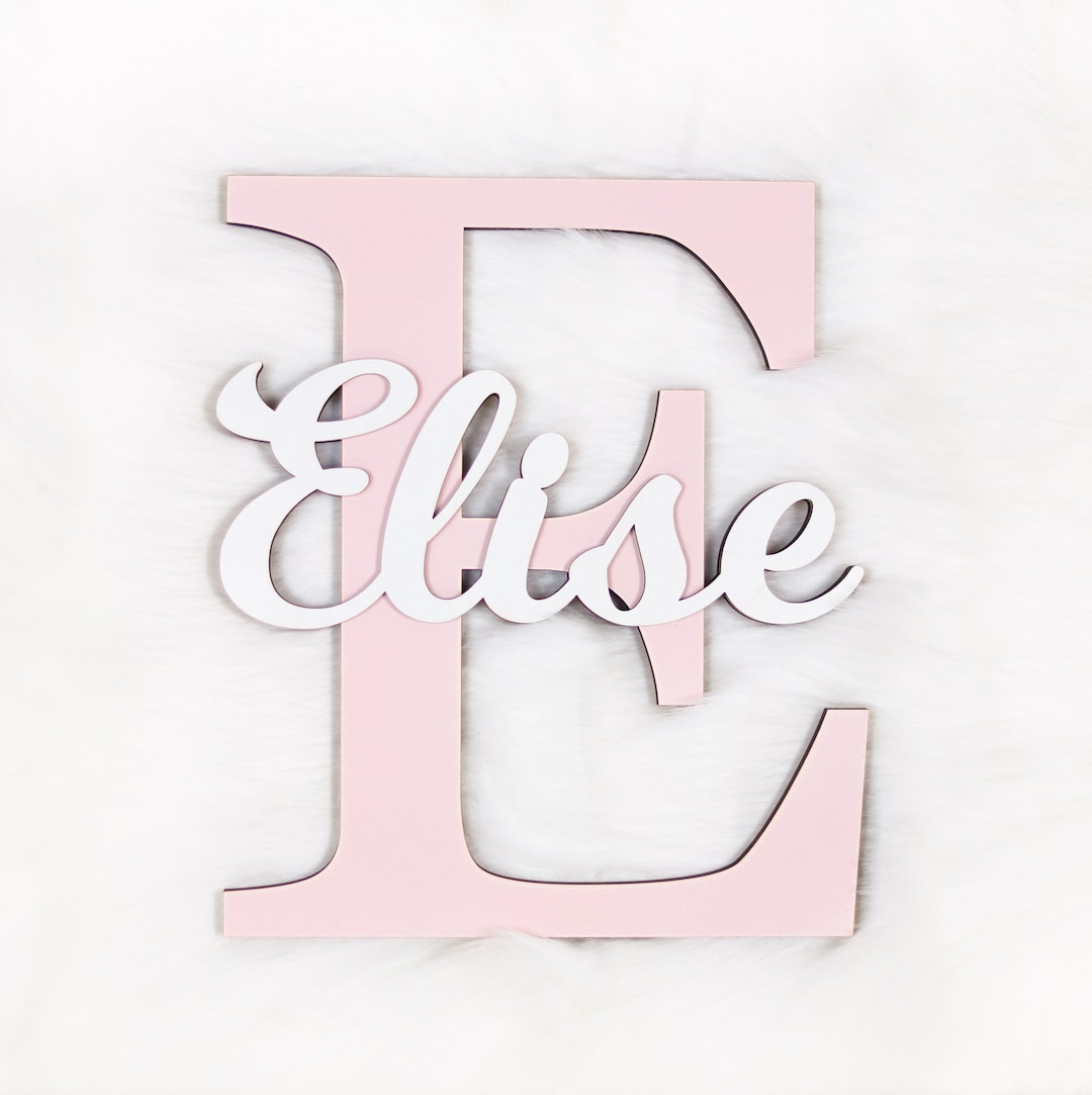 Custom Wooden Wall Name Sign Wood Big Letter Modern Nursery Bedroom ...