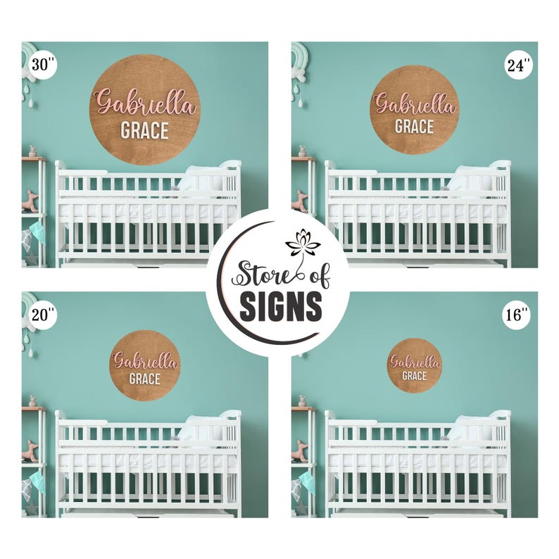 Round Wood Nursery Name Sign for Nursery Girl Boy Above Crib Sign Baby ...