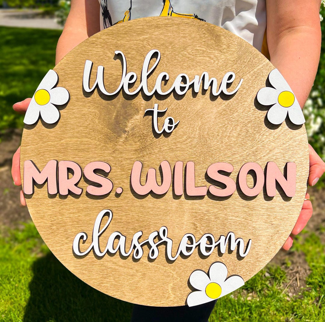 Teacher Gifts Teacher Appreciation Door Sign Wooden Round Name Sign ...