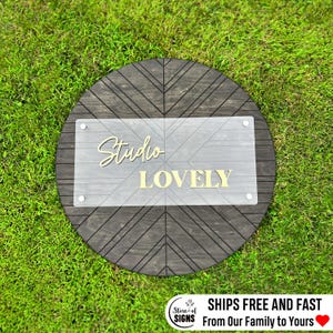 Small Business Sign Logo Your Actual Logo Round Hanging Sign Minimalist ...