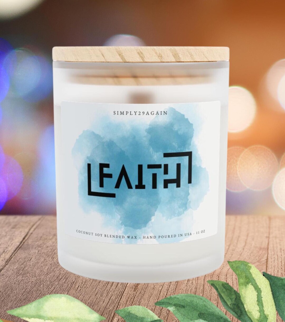 Teal Label Faith Candle, Frosted Glass Candle, Spiritual Gift ...