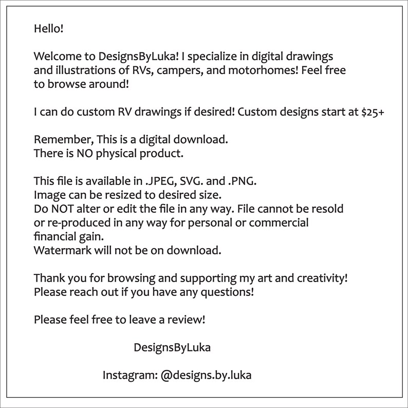 RV Drawing Motorhome Drawing Class C RV Campervan Van - Etsy