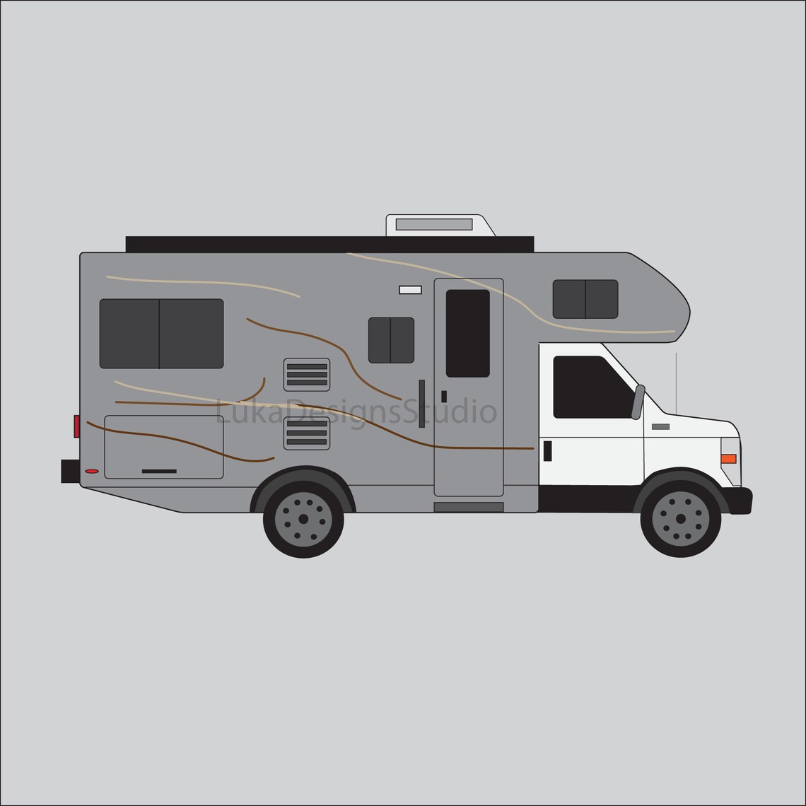RV Drawing, Camper Drawing, Class C Motorhome, Campervan, RV, Camping ...