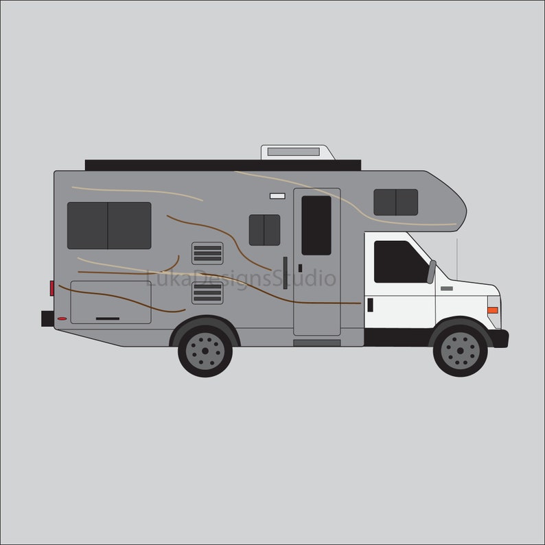 RV Drawing, Camper Drawing, Class C Motorhome, Campervan, RV, Camping ...