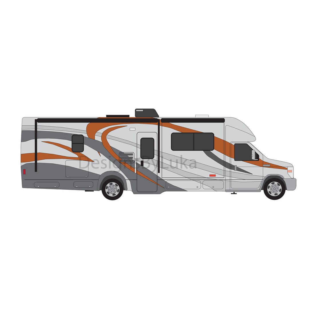 RV Drawing, Camper Drawing, Class B+ Motorhome, Campervan, RV, Camping ...