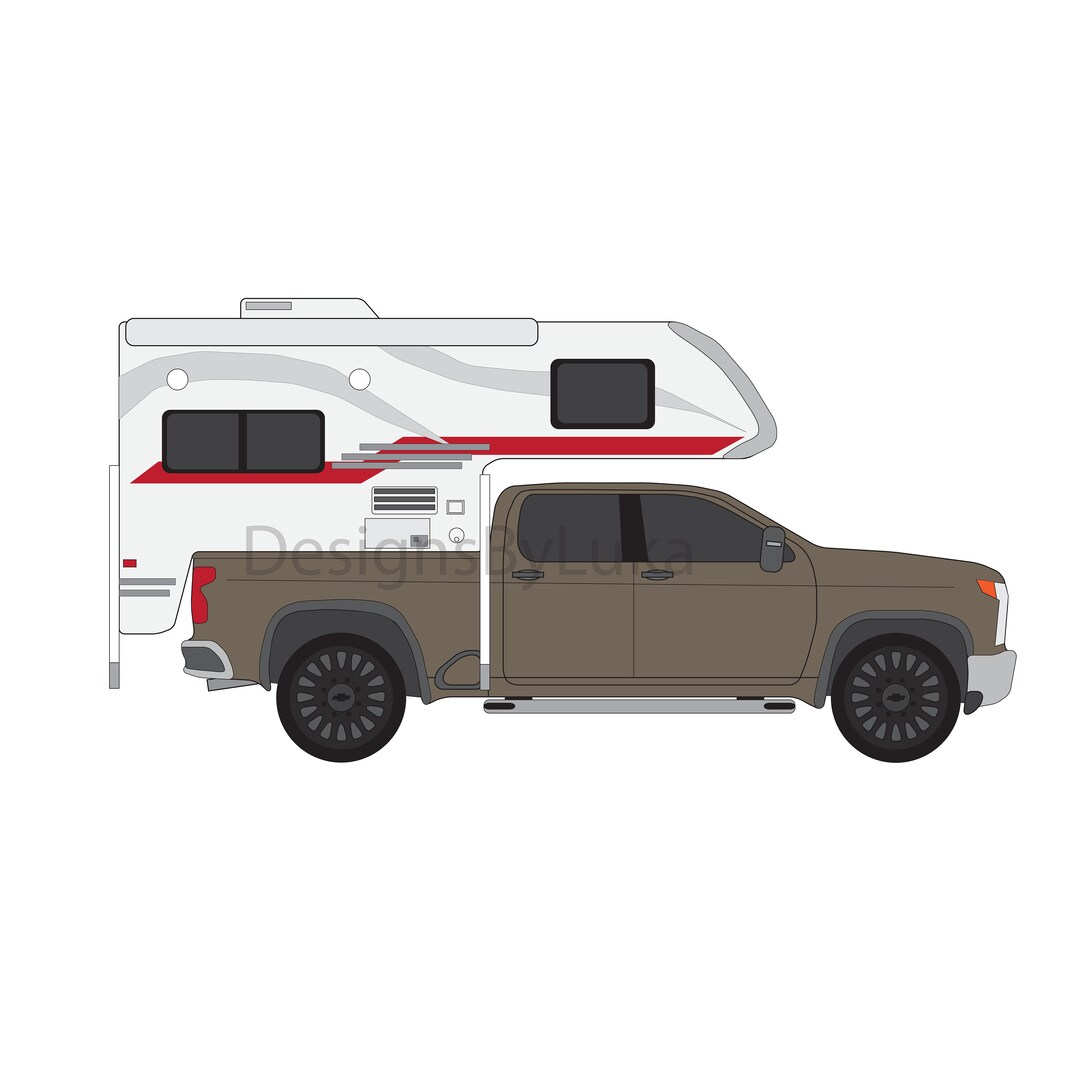 RV Drawing, Camper Drawing, Truck Camper, Pickup Camper, Camper, RV ...