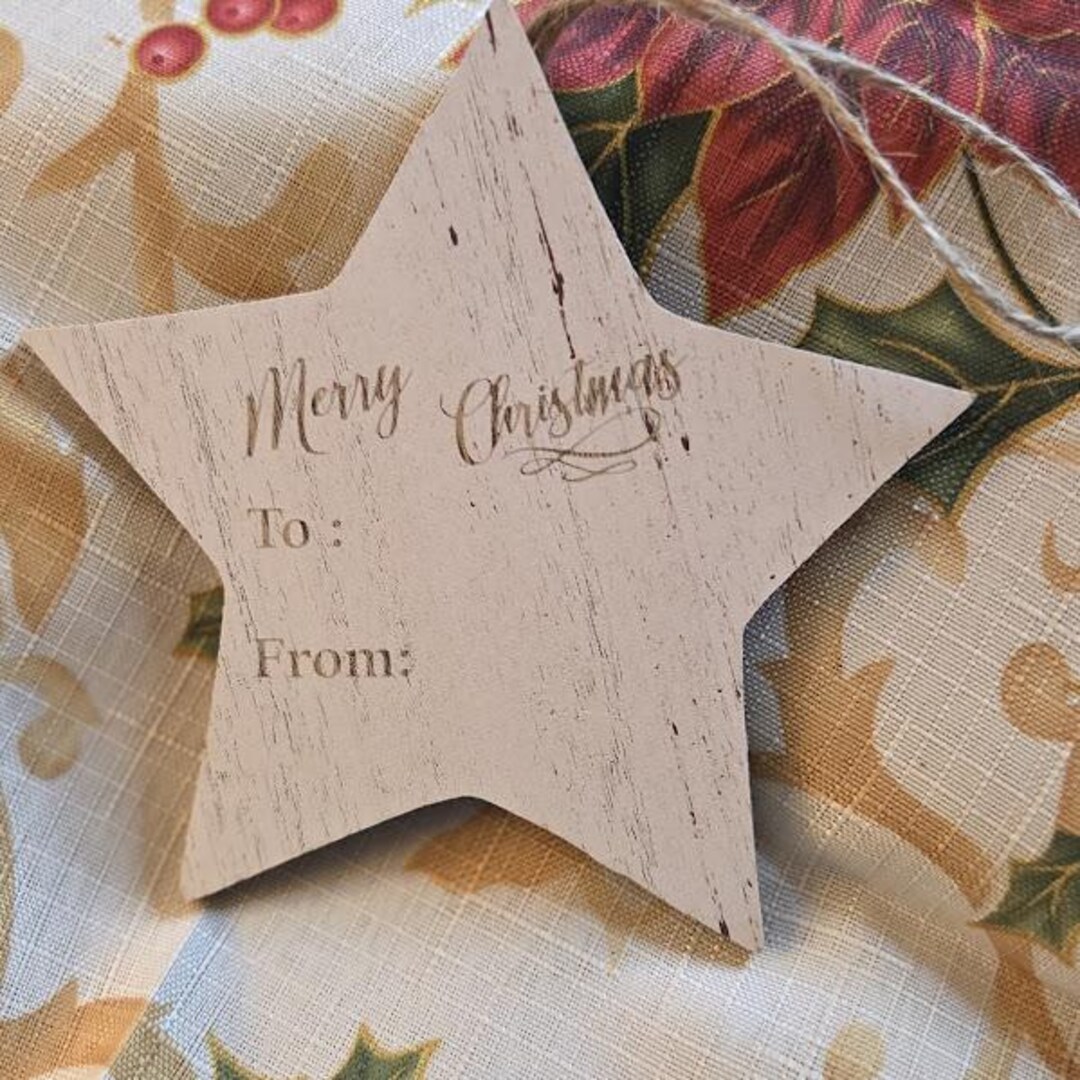 Wooden Christmas Star – Engraved Merry Christmas With To/from, Rustic ...