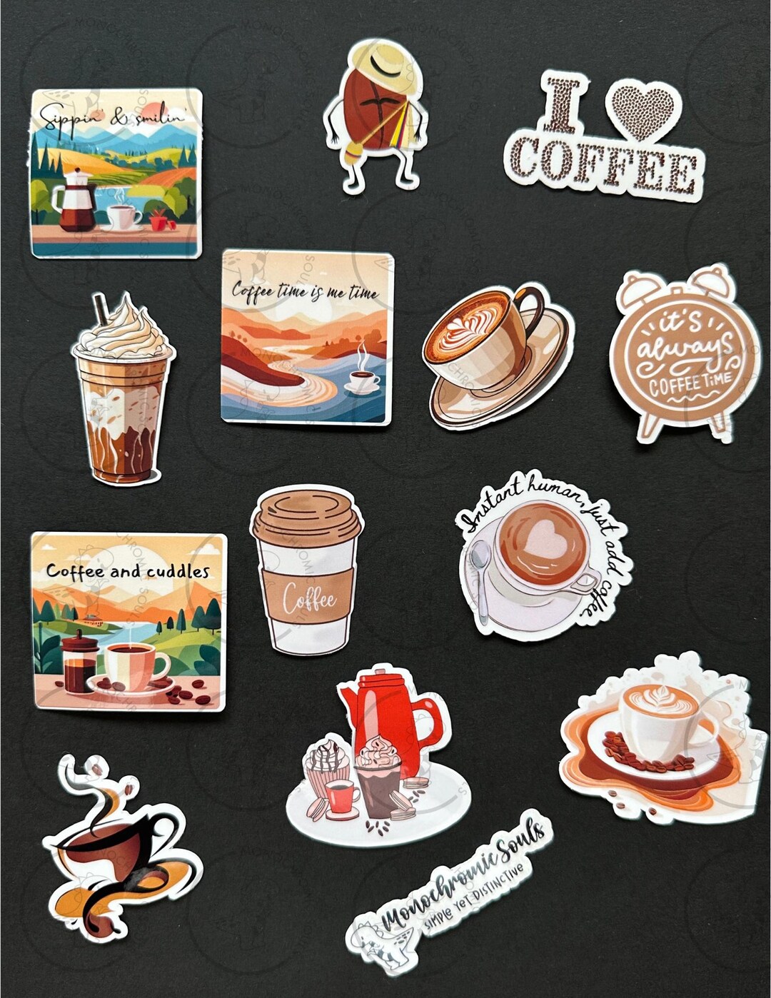 Coffee Sticker Pack | Vinyl Waterproof Stickers | Cute Coffee Stickers ...