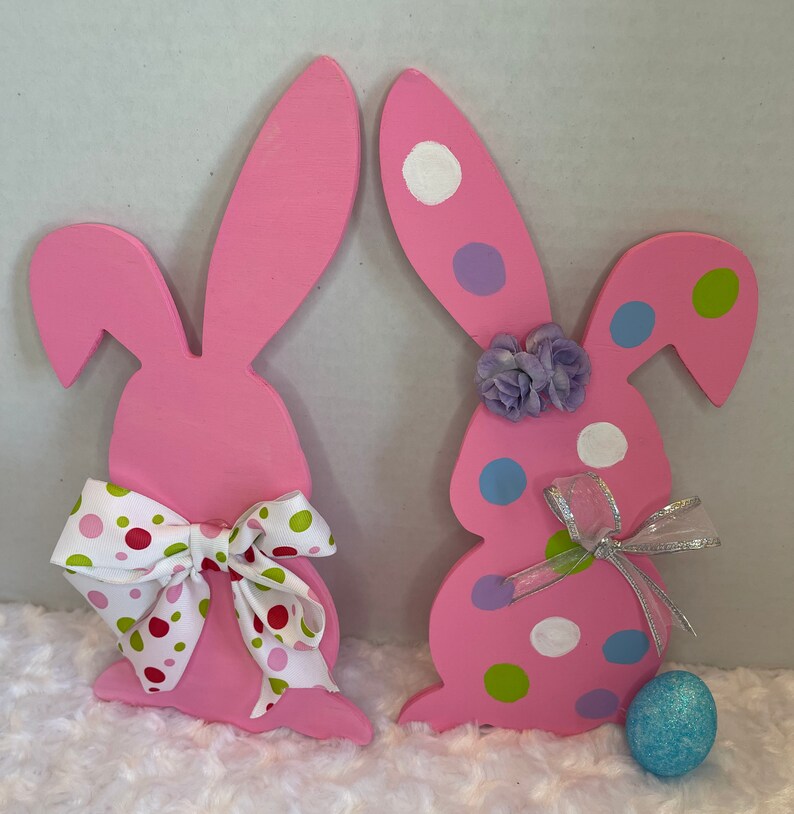 Wooden Painted Easter Bunnies - Etsy