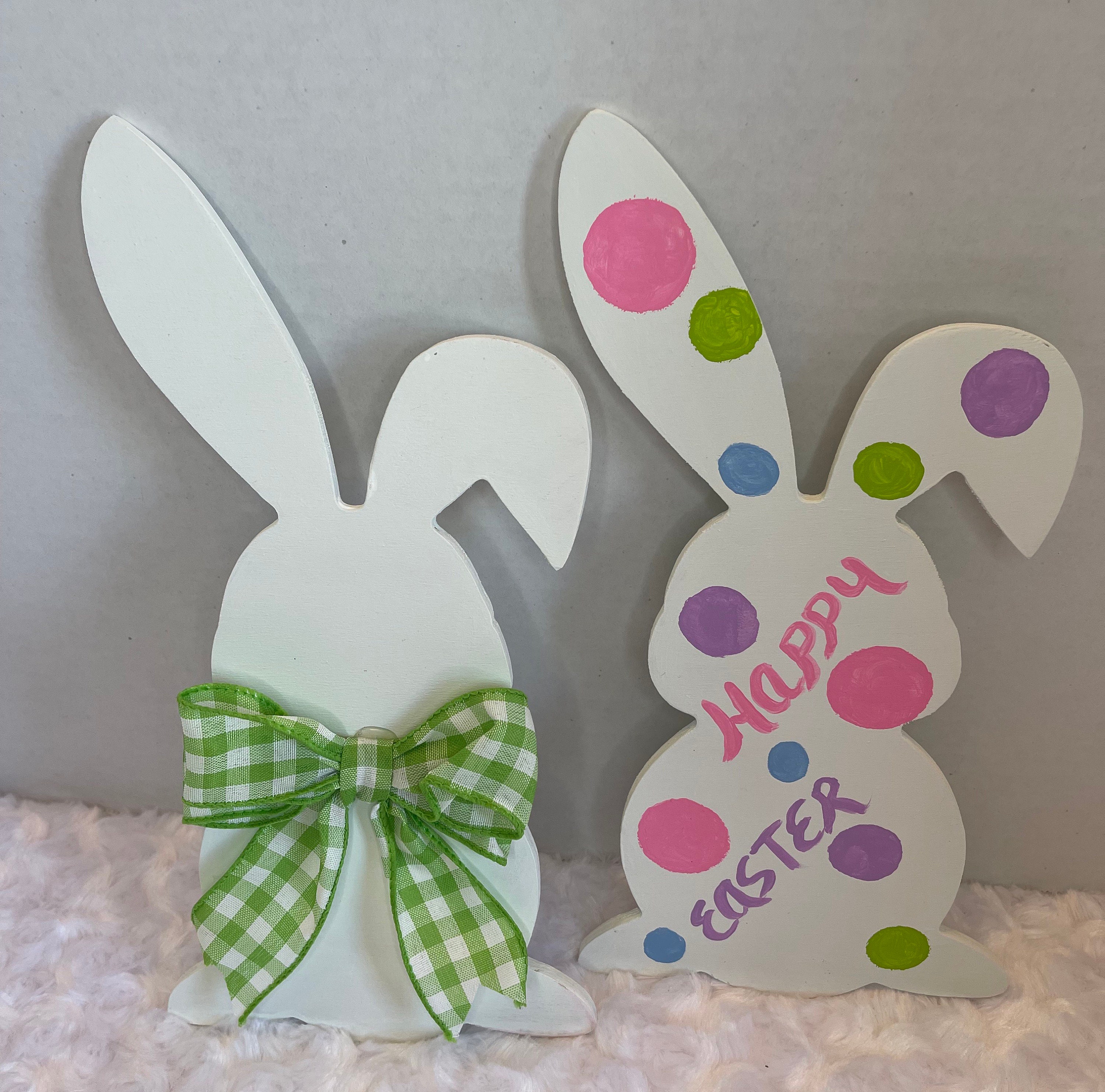 Wooden Painted Easter Bunnies - Etsy