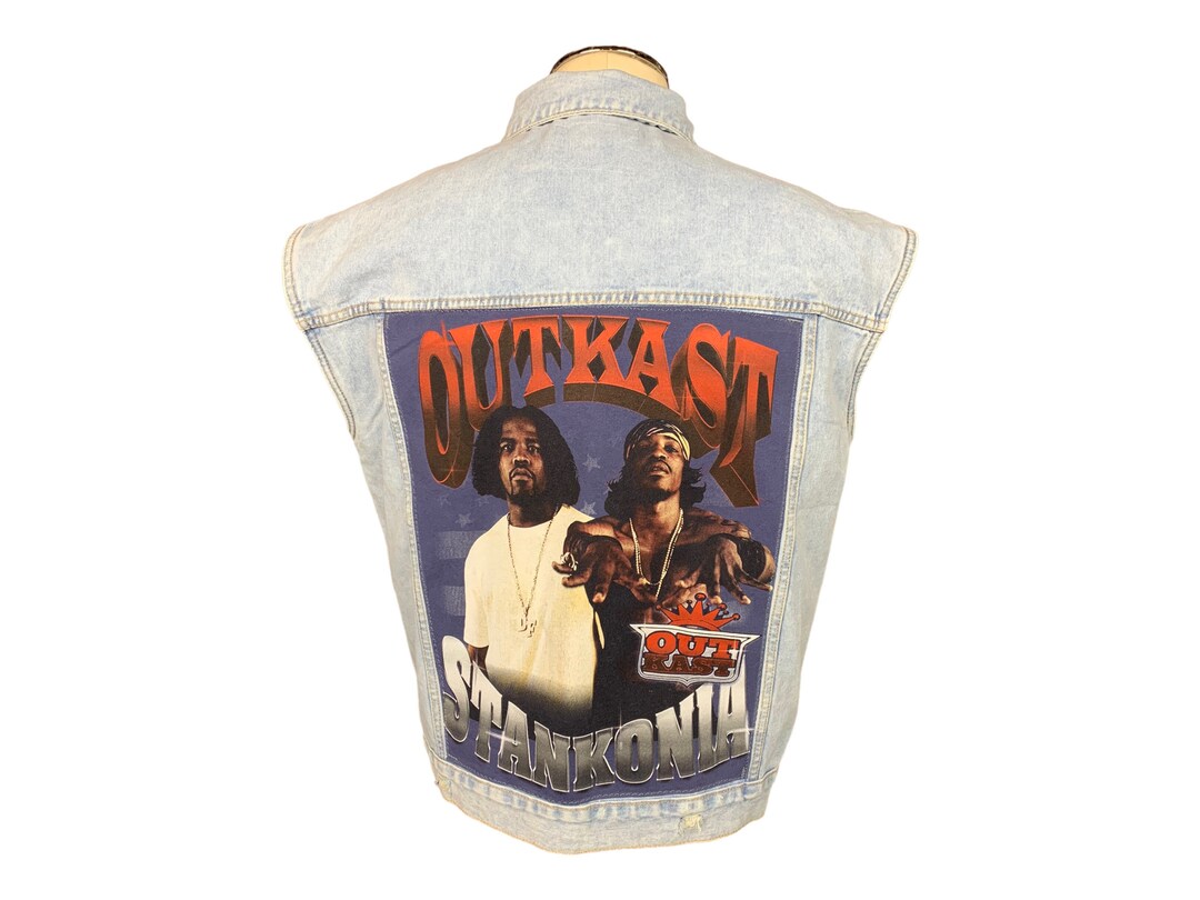 Reworked Outkast Back Patch Denim Vest Upcycled Sustainable - Etsy