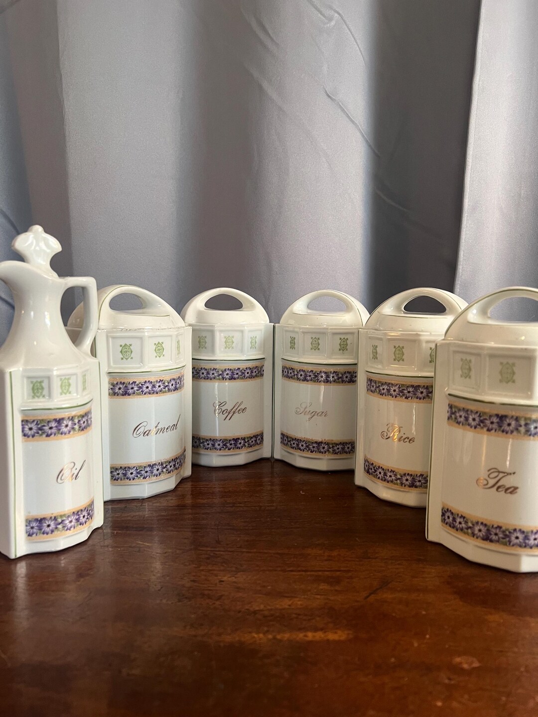 Antique Porcelain Purple Floral Canister Set Made in Germany Canisters ...