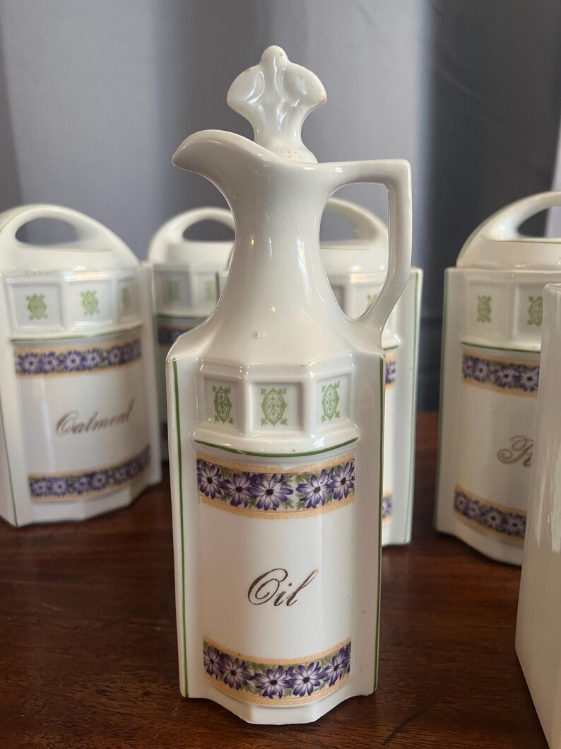 Antique Porcelain Purple Floral Canister Set Made in Germany Canisters ...