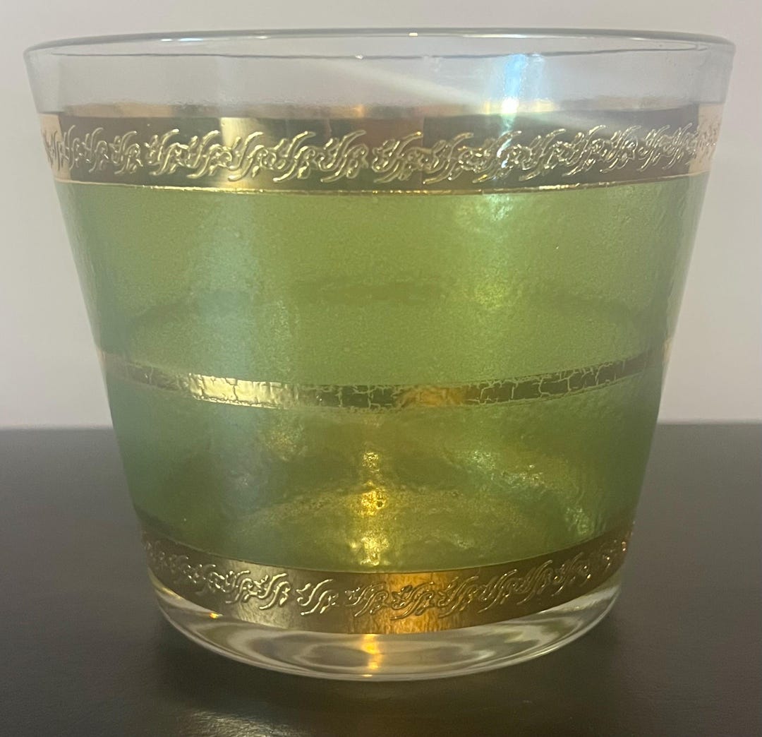 Vintage Culver Starlyte Green and Gold Ice Bucket MCM Barware - Etsy