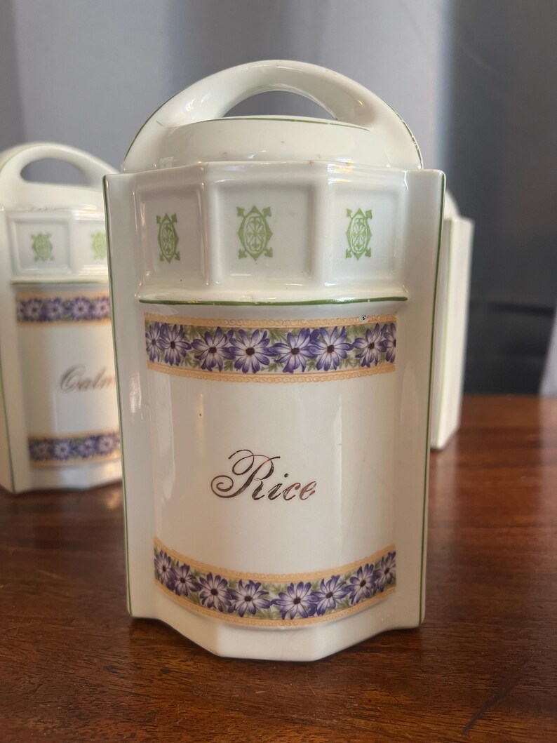 Antique Porcelain Purple Floral Canister Set Made in Germany Canisters ...