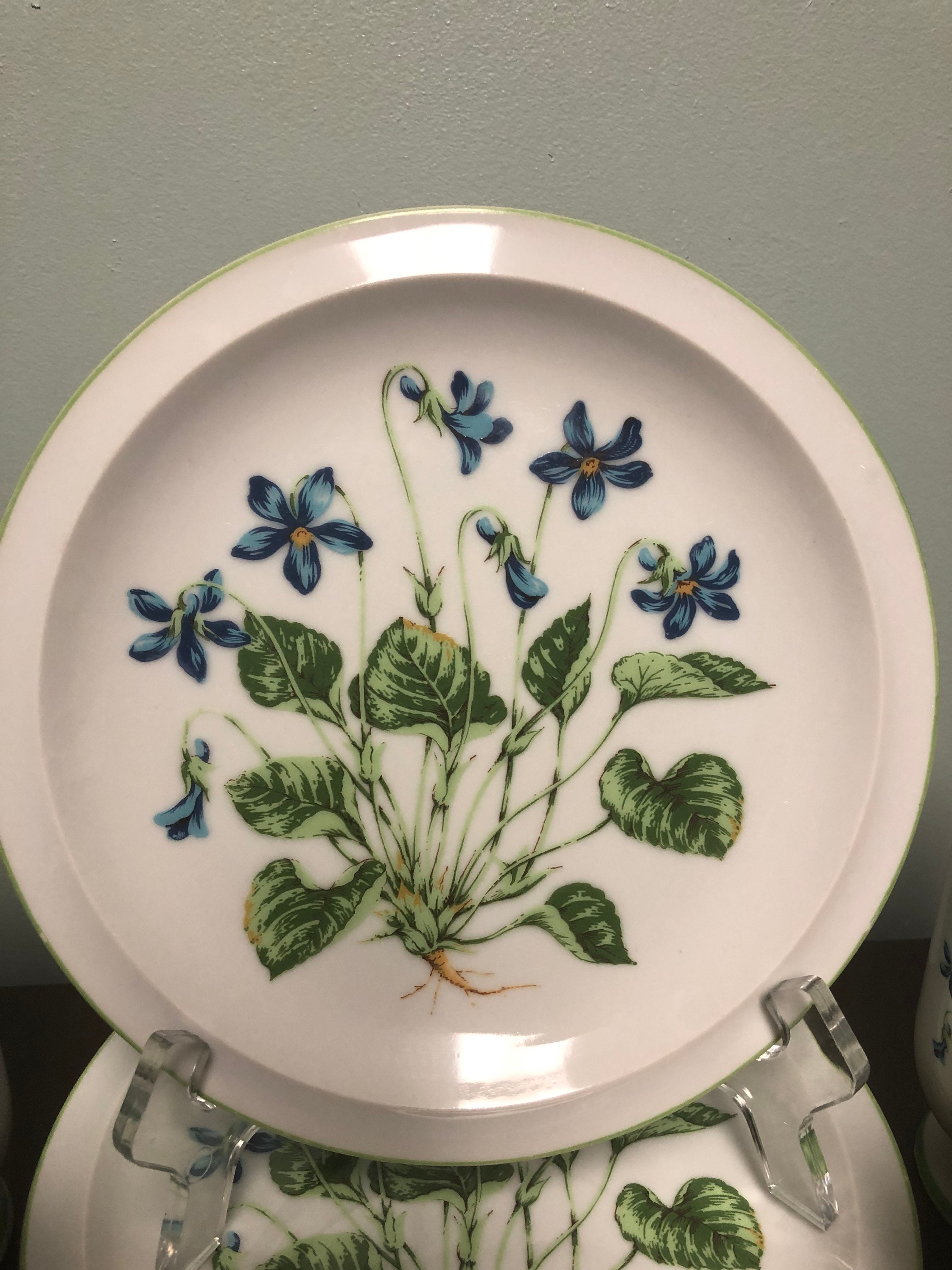 Vintage Royal Domino ‘spring Violet’ Pedestal Mugs and 7.5”plates - Etsy