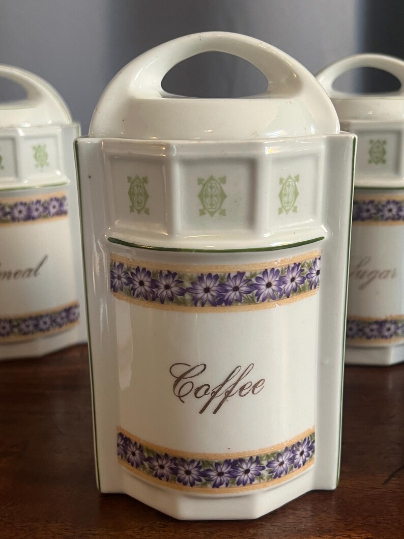 Antique Porcelain Purple Floral Canister Set Made in Germany Canisters ...