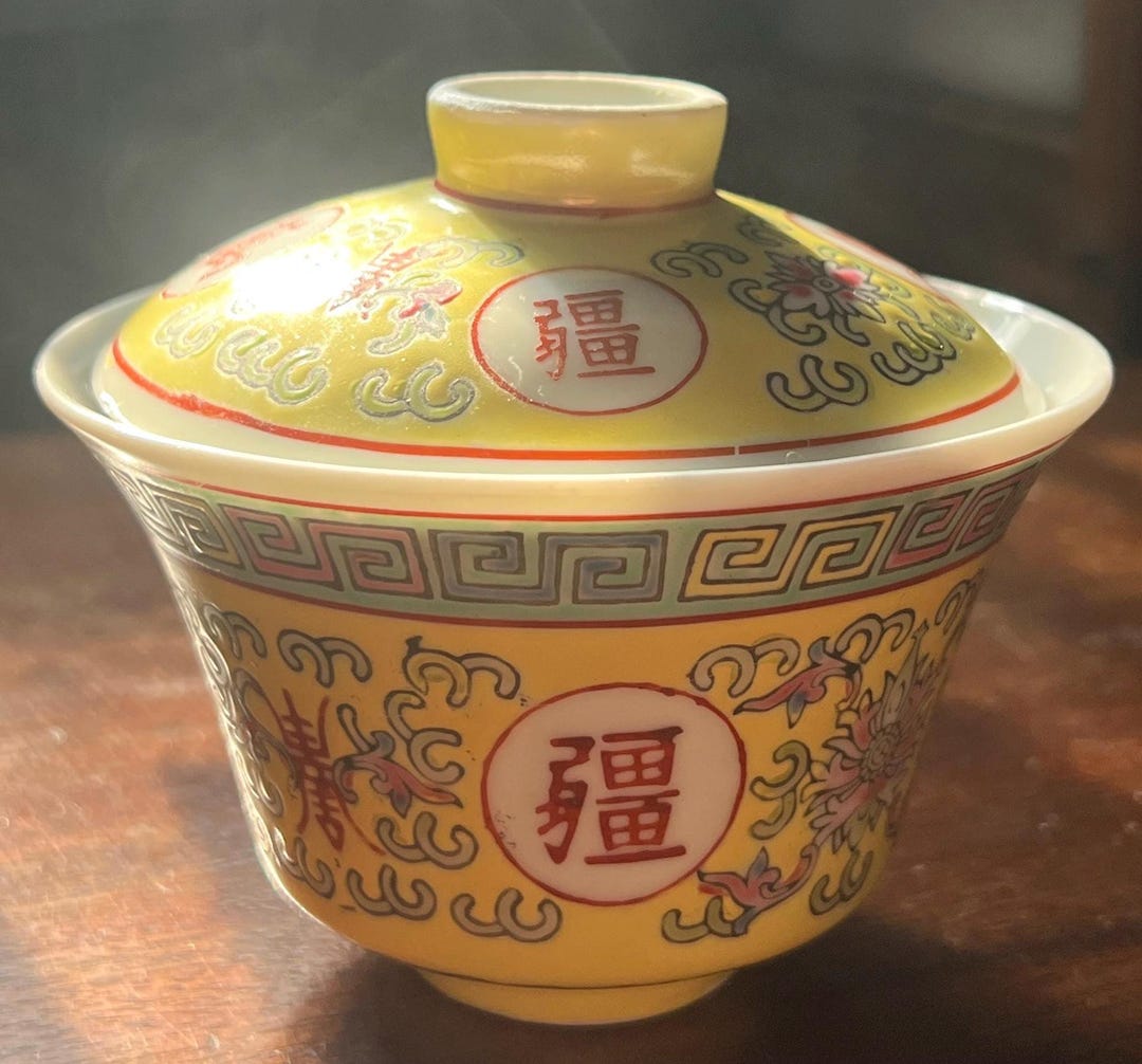 Yellow Jingdezhen Chinese Mun Shou Famille Rose Medallion Chinoiserie ...