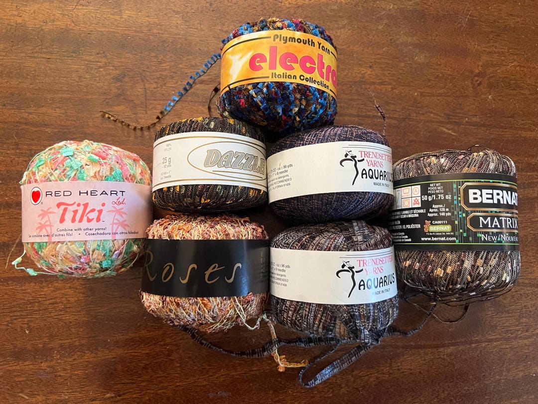 Lot of 7 Vintage Ladder Ribbon Trendsetter Yarns, Plymouth Yarn, Red ...