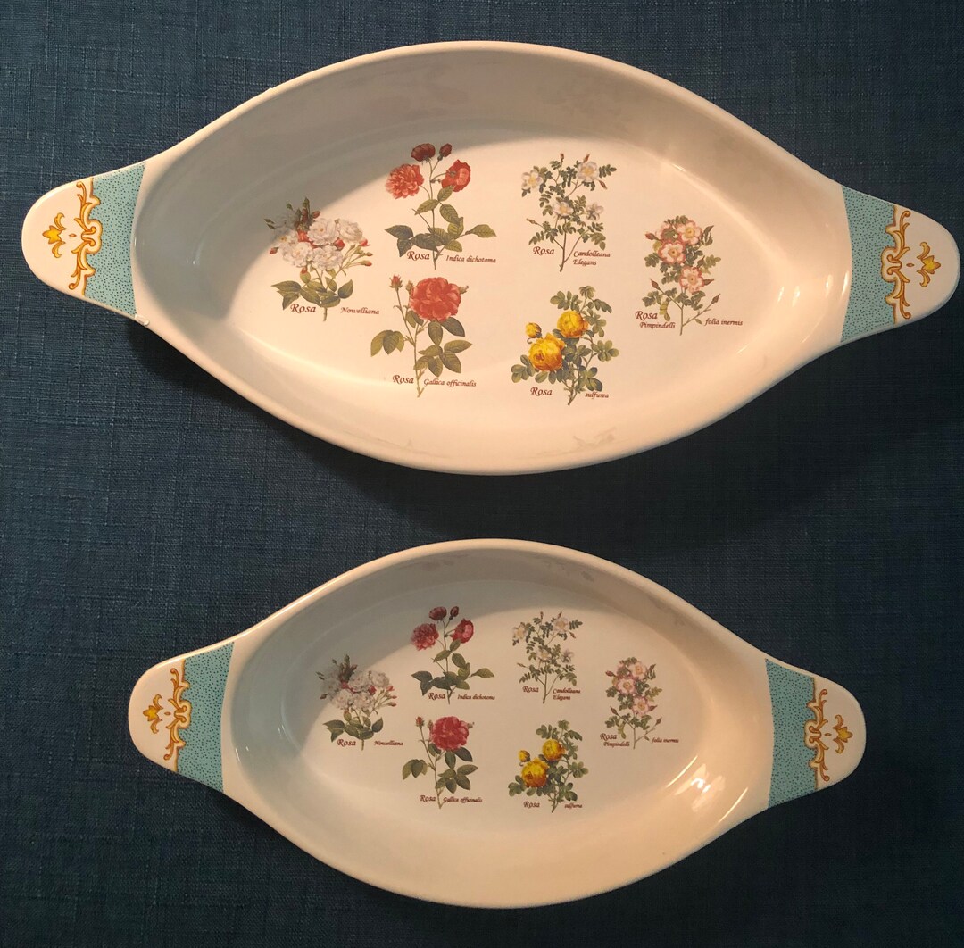 Set of 2 Kent Pottery English Rose Casserole Dishes Oval Baking Dishes ...