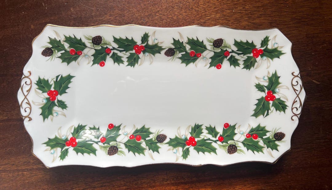 Royal Chelsea Noel Holly Leaf Large Sandwich Tray Christmas - Etsy
