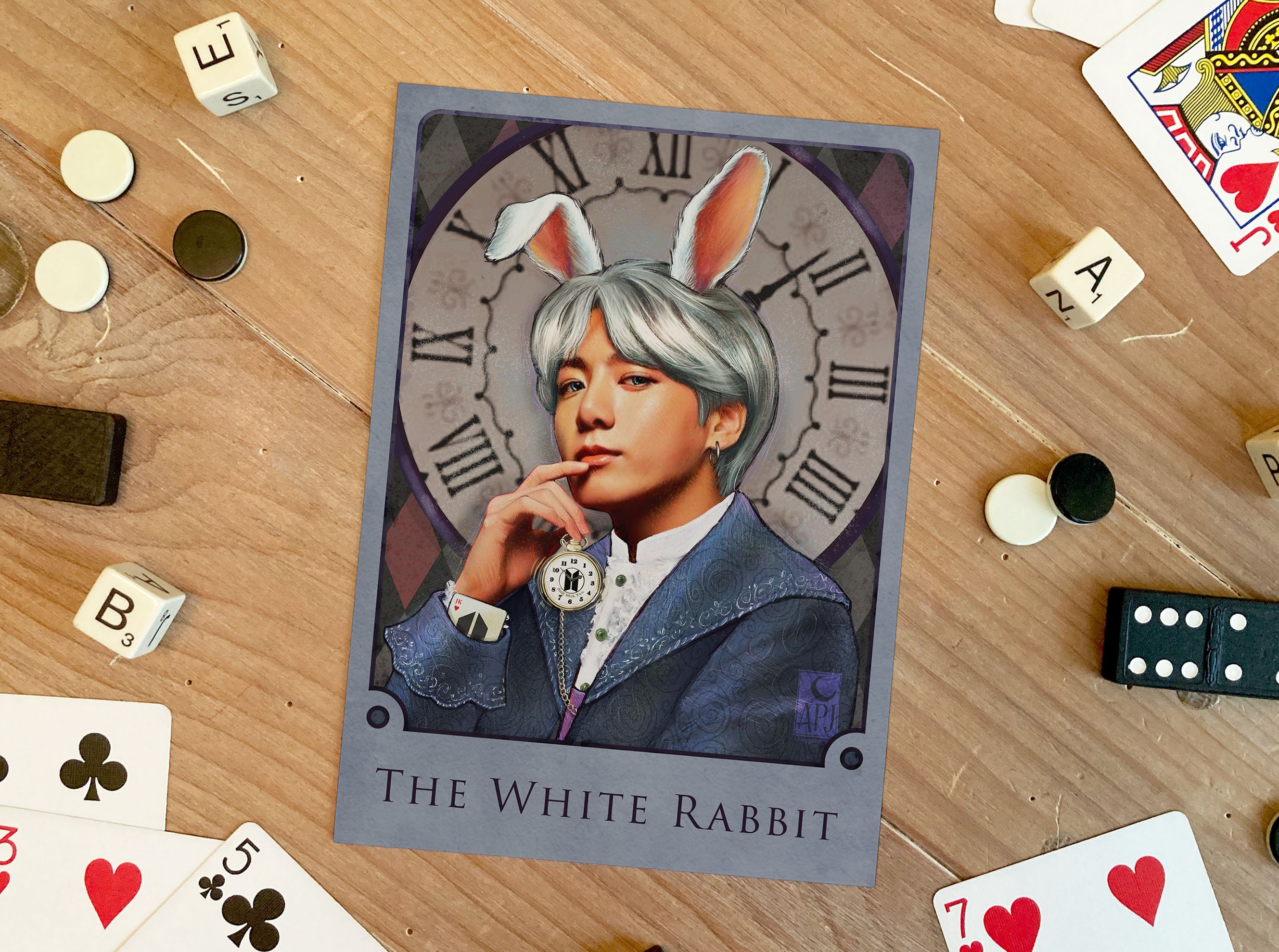 BTS Fanart White Rabbit Jungkook 5x7 Mini Art Print - Etsy