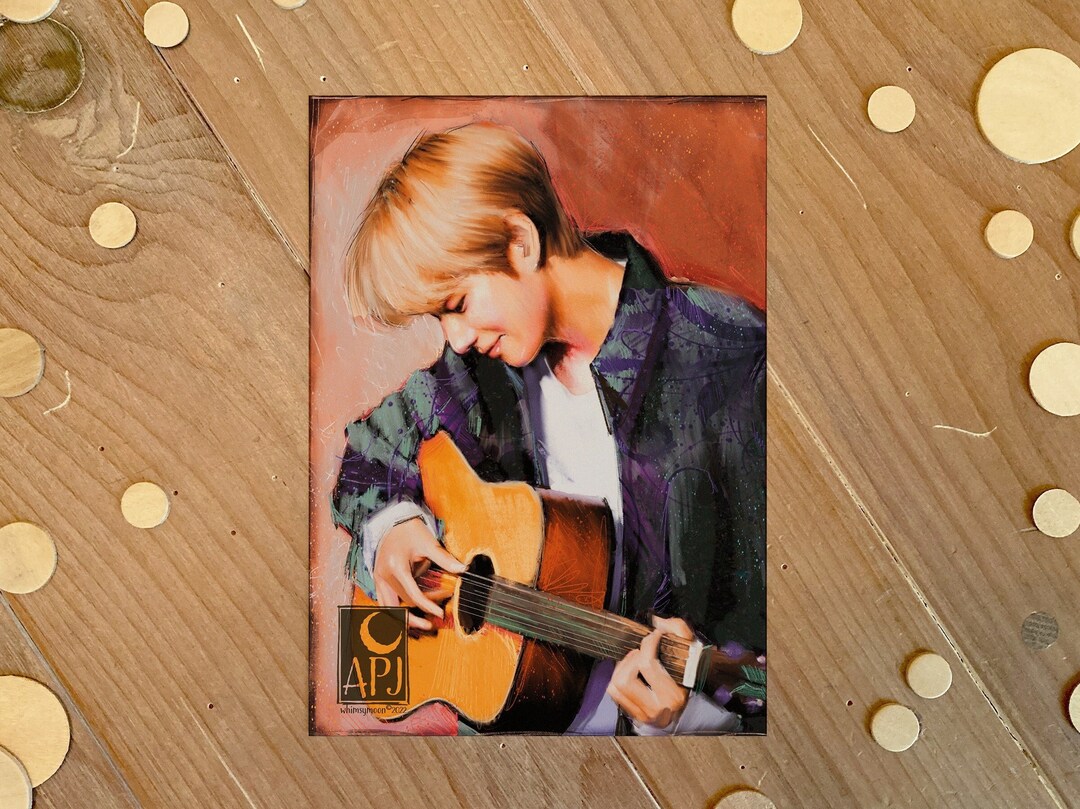 BTS Fanart - Guitar Tae 5x7" Mini Art Print - Etsy