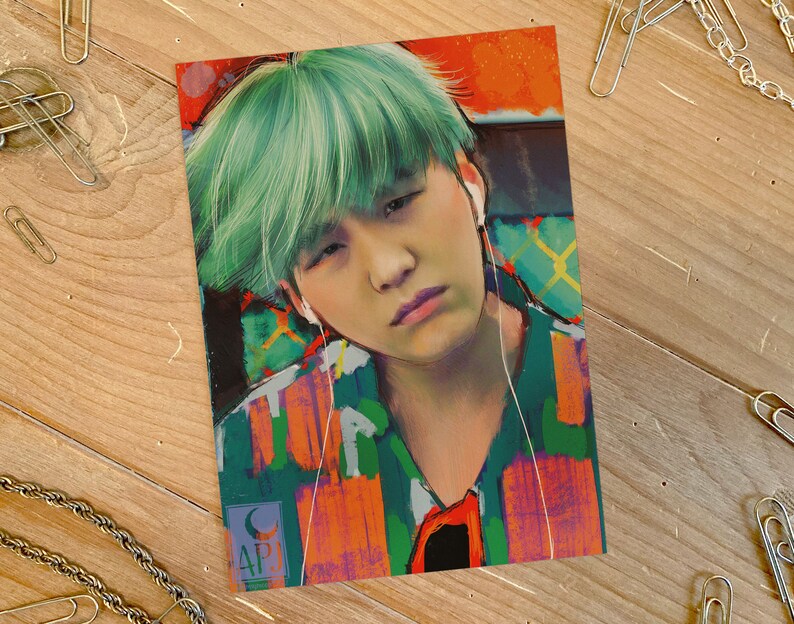 BTS Fanart FIRE Suga 5x7 Mini Art Print | Etsy