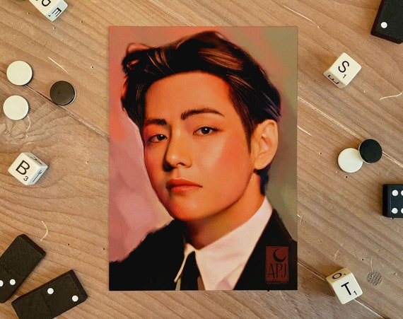 BTS Fanart Painted Tae 5x7 Mini Art Print | Etsy