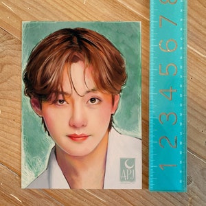 BTS Fanart - Tae in Teal 5x7" Mini Wall Art Print - Etsy