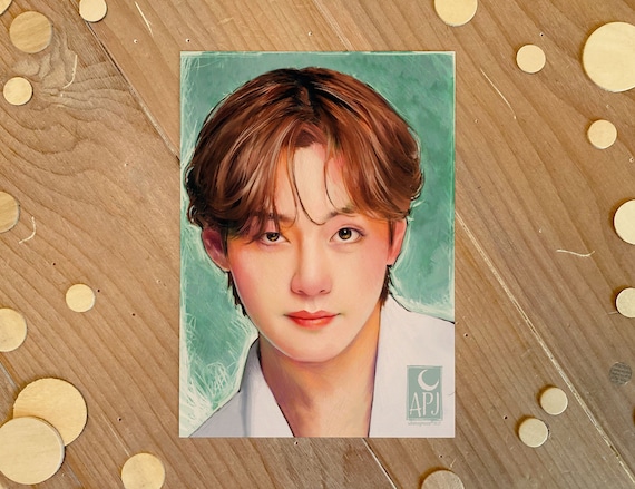 BTS Fanart Tae in Teal 5x7 Mini Wall Art Print | Etsy