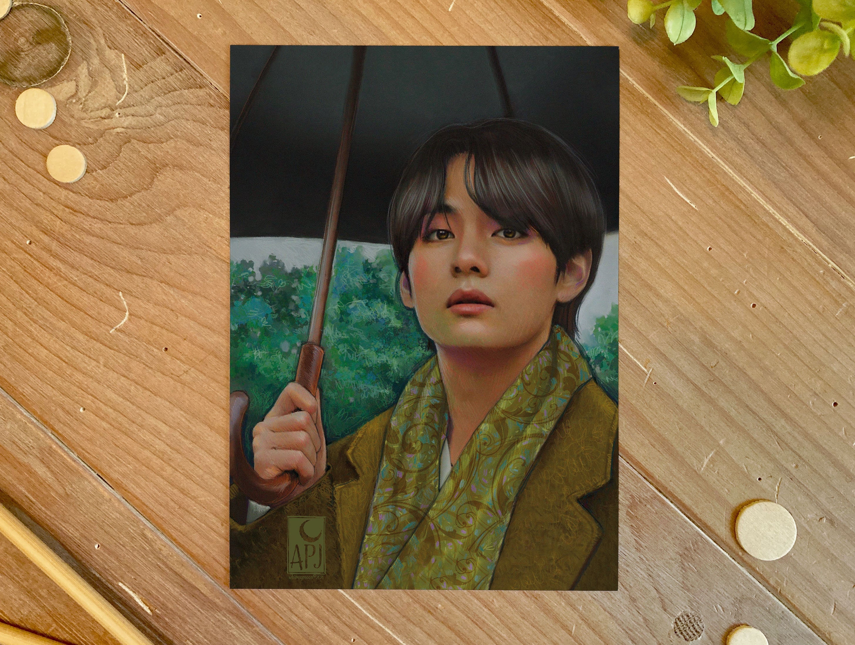 BTS Fanart - Rainy Tae 5x7" Mini Art Print - Etsy