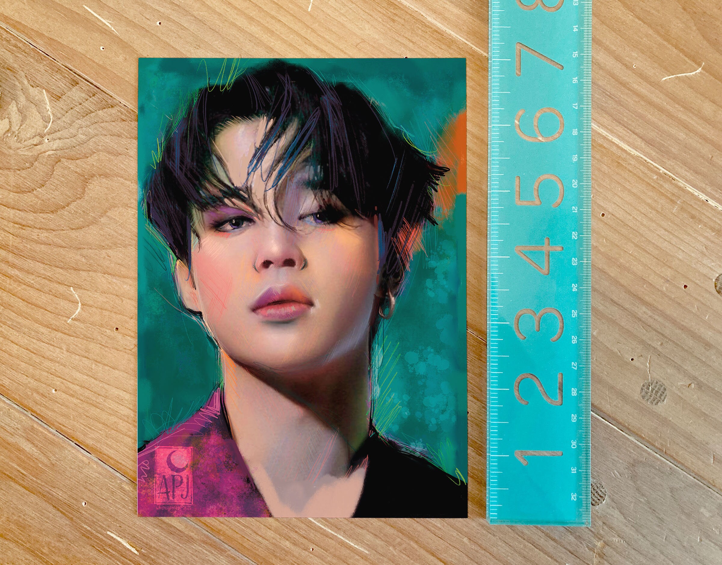 BTS Fanart Teal Jimin 5x7 Mini Art Print - Etsy UK