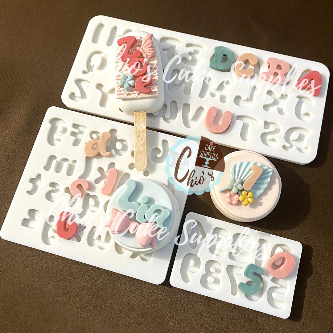 Alphabet Uppercase / Lowercase Letters and Numbers Silicone Molds. Font ...
